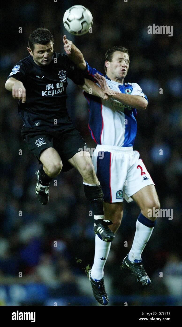 Everton's Tomasz Radzinski wins heading battle with Blackburn Rovers ...