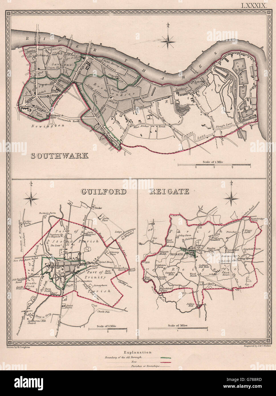 Guildford map hi-res stock photography and images - Alamy