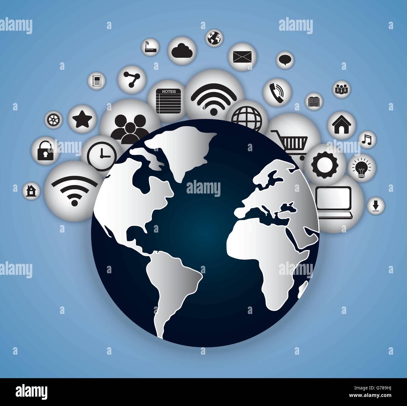 Multimedia icon set. Internet of things design. vector graphic Stock ...