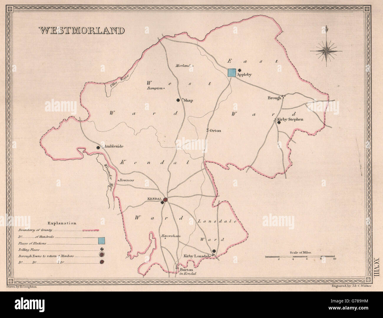 Westmorland england map hi-res stock photography and images - Alamy