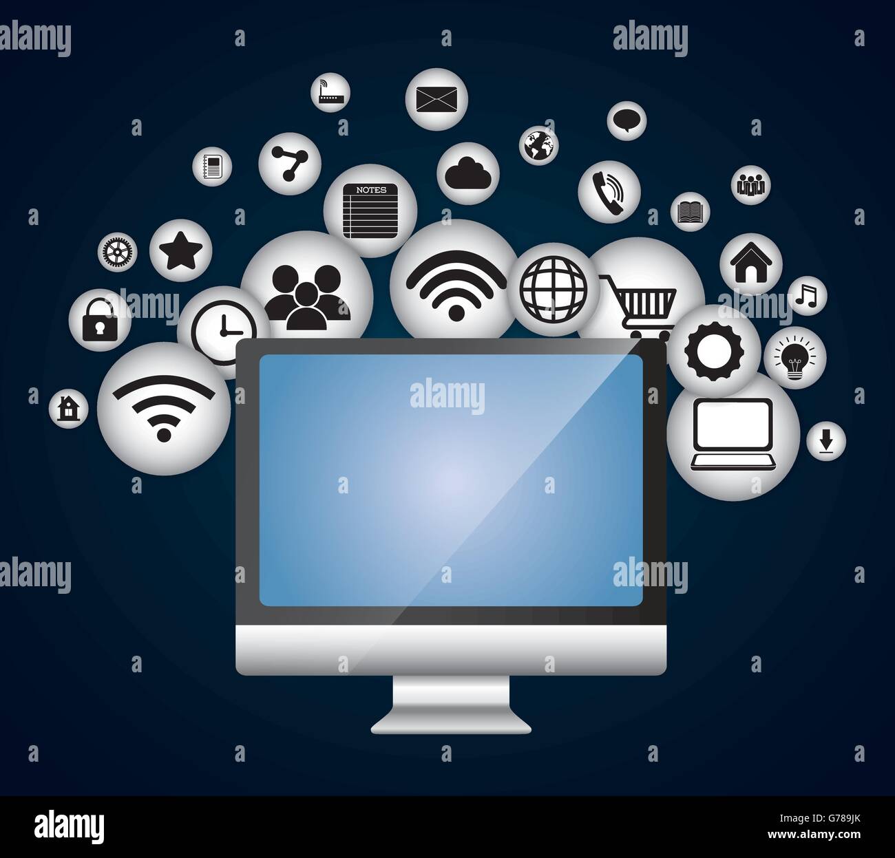 Multimedia icon set. Internet of things design. vector graphic Stock ...