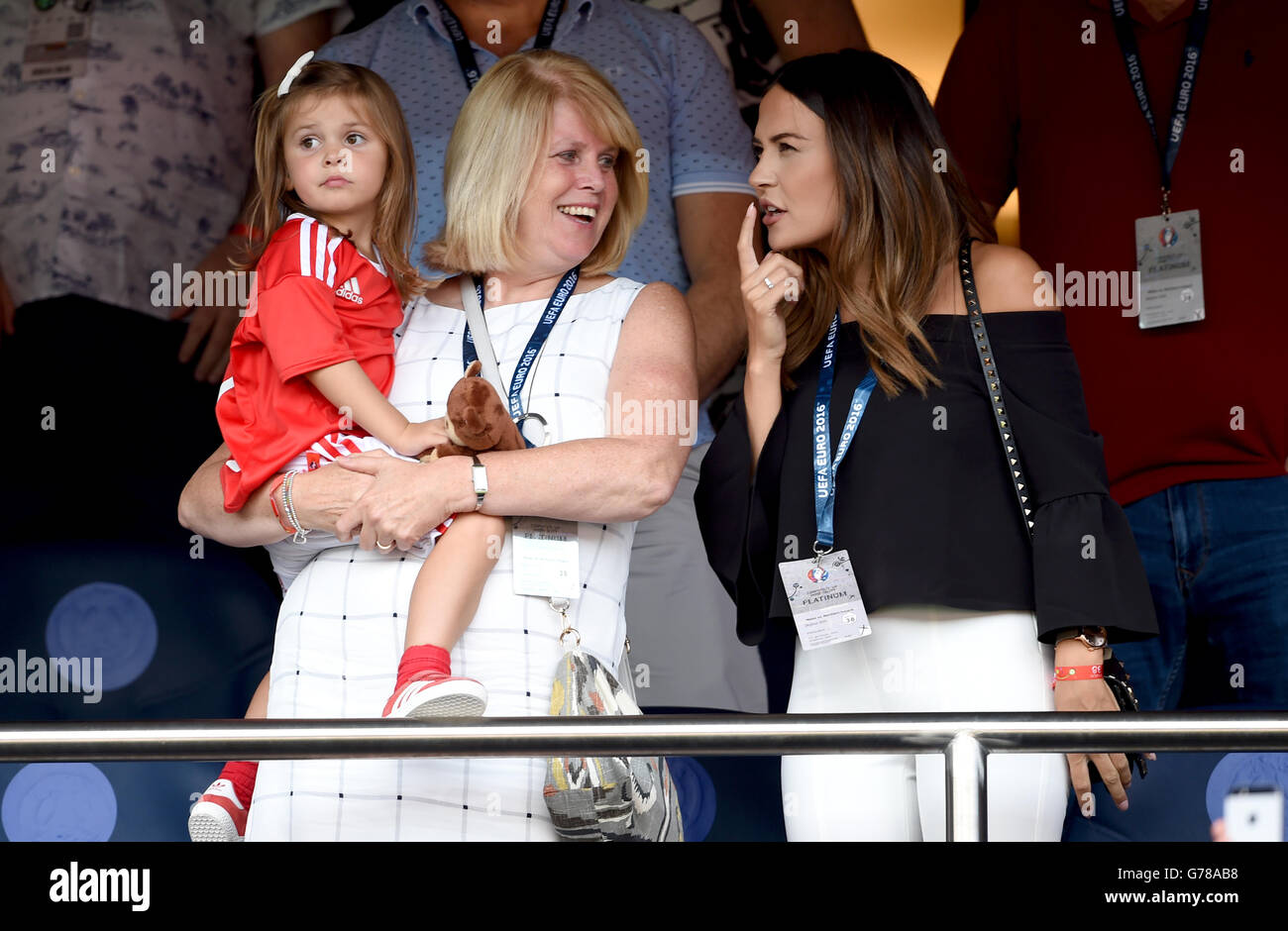 Gareth Bales mum Debbie Bale (left) with his daughter Alba Violet and ...
