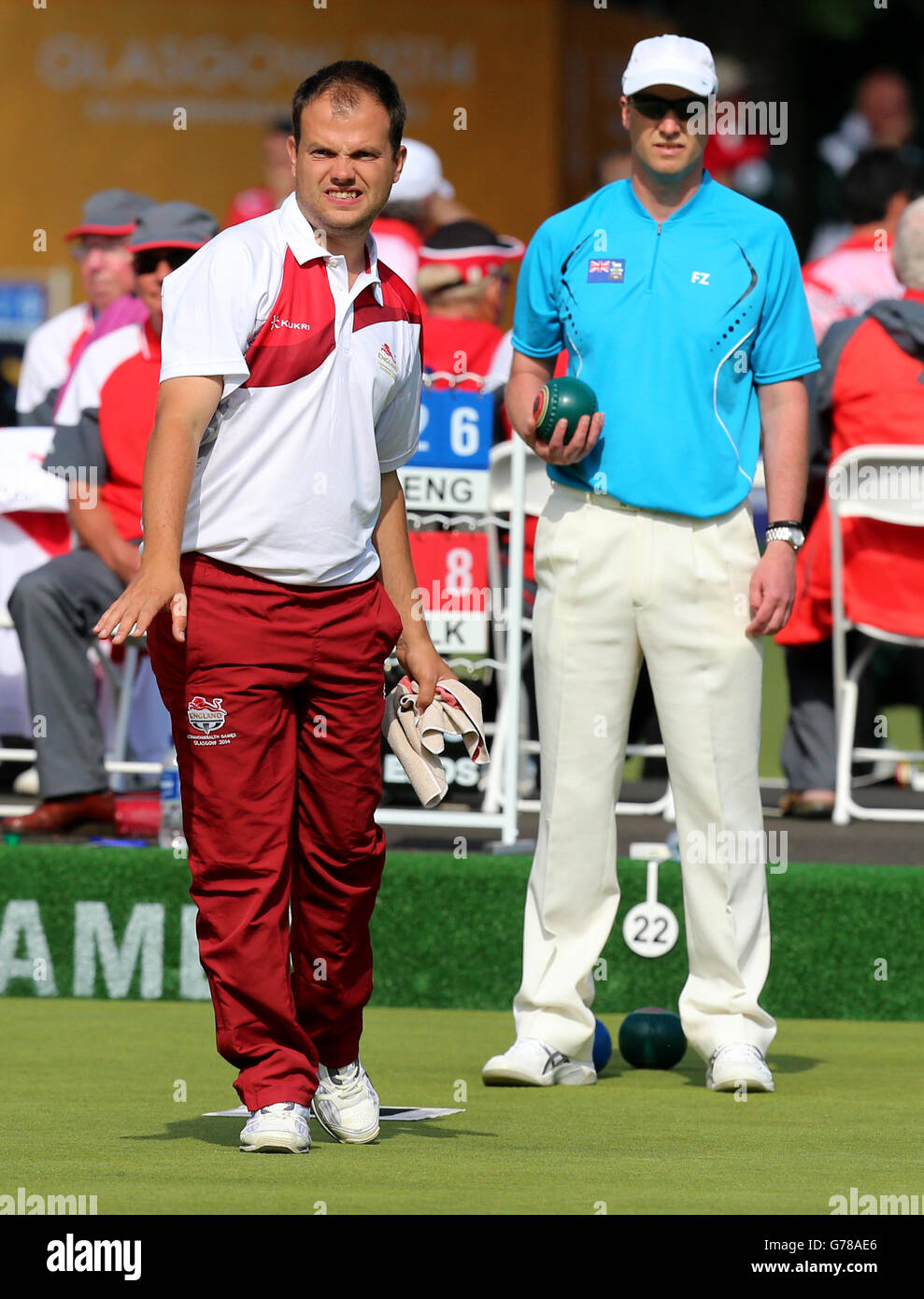 England's Jamie Chestney (left) in action during the Men's Triples ...