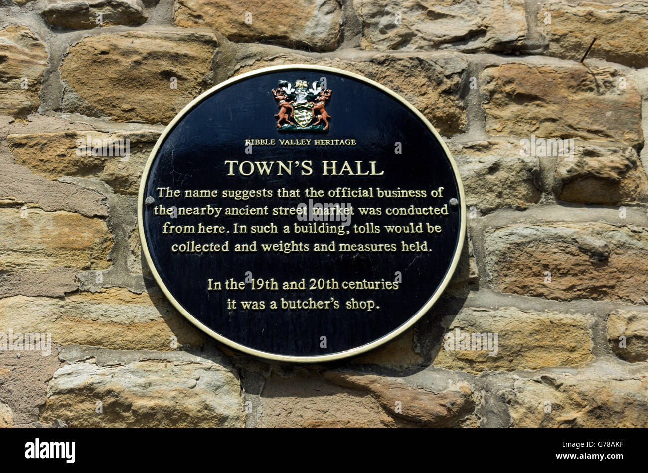 Town's Hall Plaque Stock Photo - Alamy