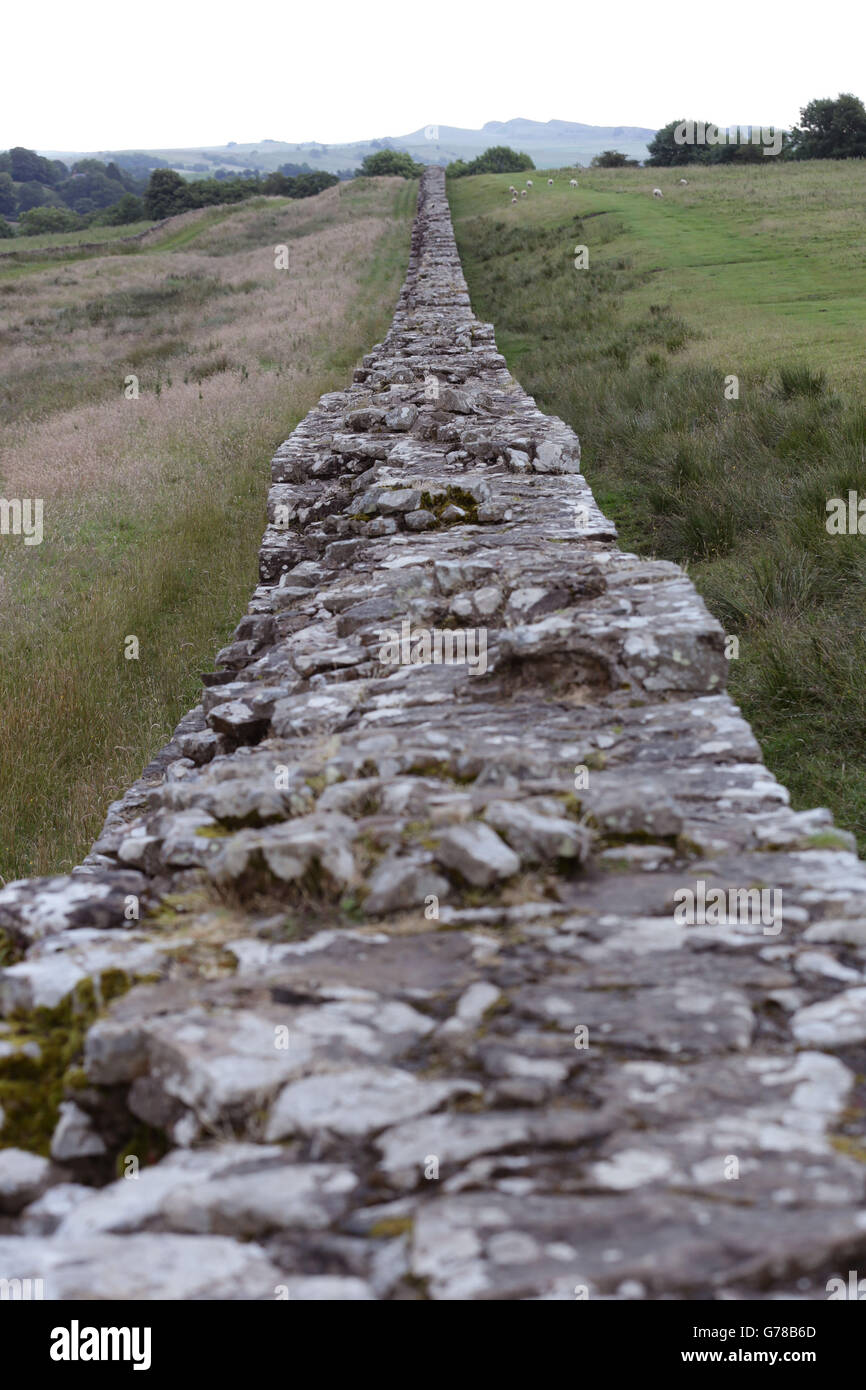 A section of Hadrian's Wall near the Birdoswald Roman Fort in Cumbria ...
