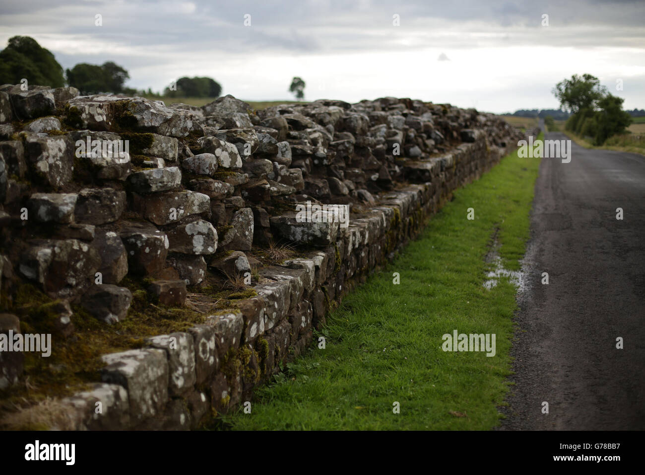 A section of Hadrian's Wall near the Birdoswald Roman Fort in Cumbria ...