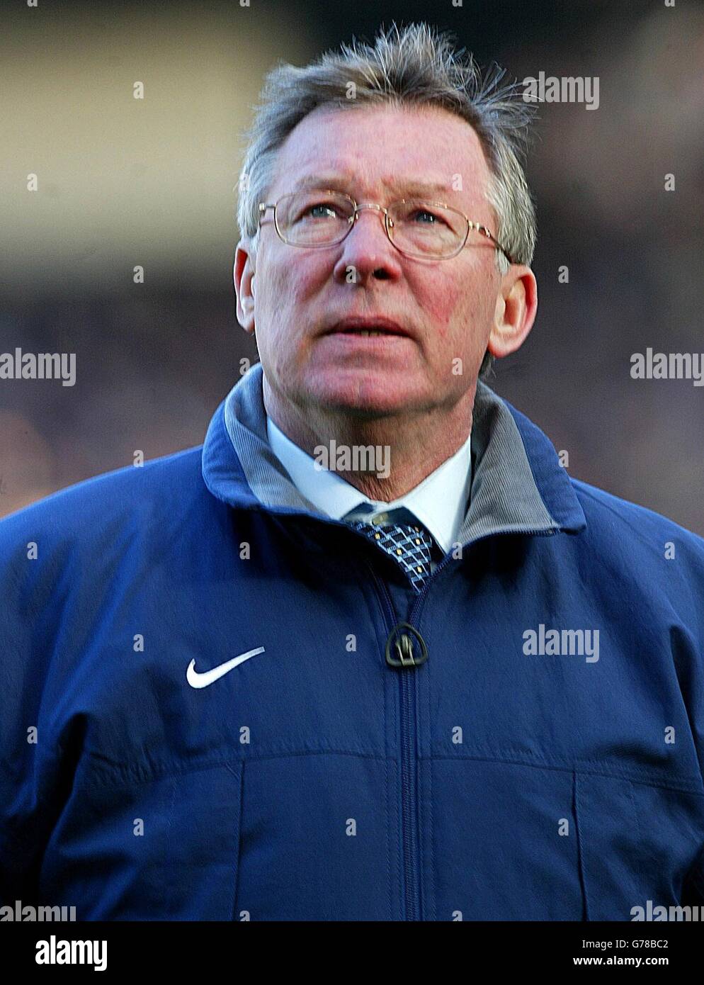 Manchester United manager Sir Alex Ferguson leaves the pitch after ...