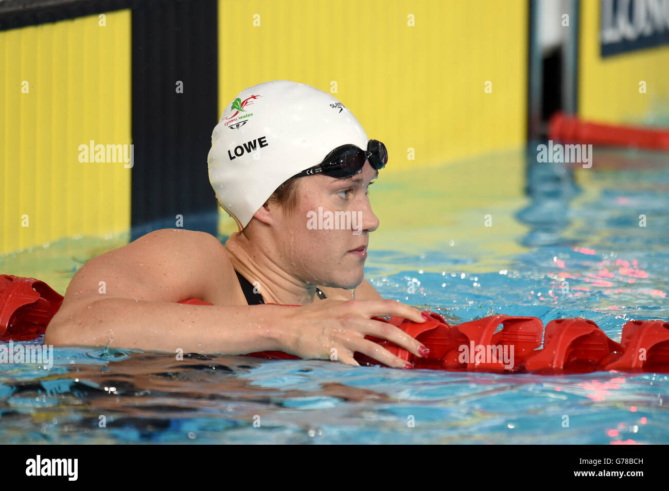 Wales' Gemma Lowe following her heat in the Women's 100m Butterfly at ...