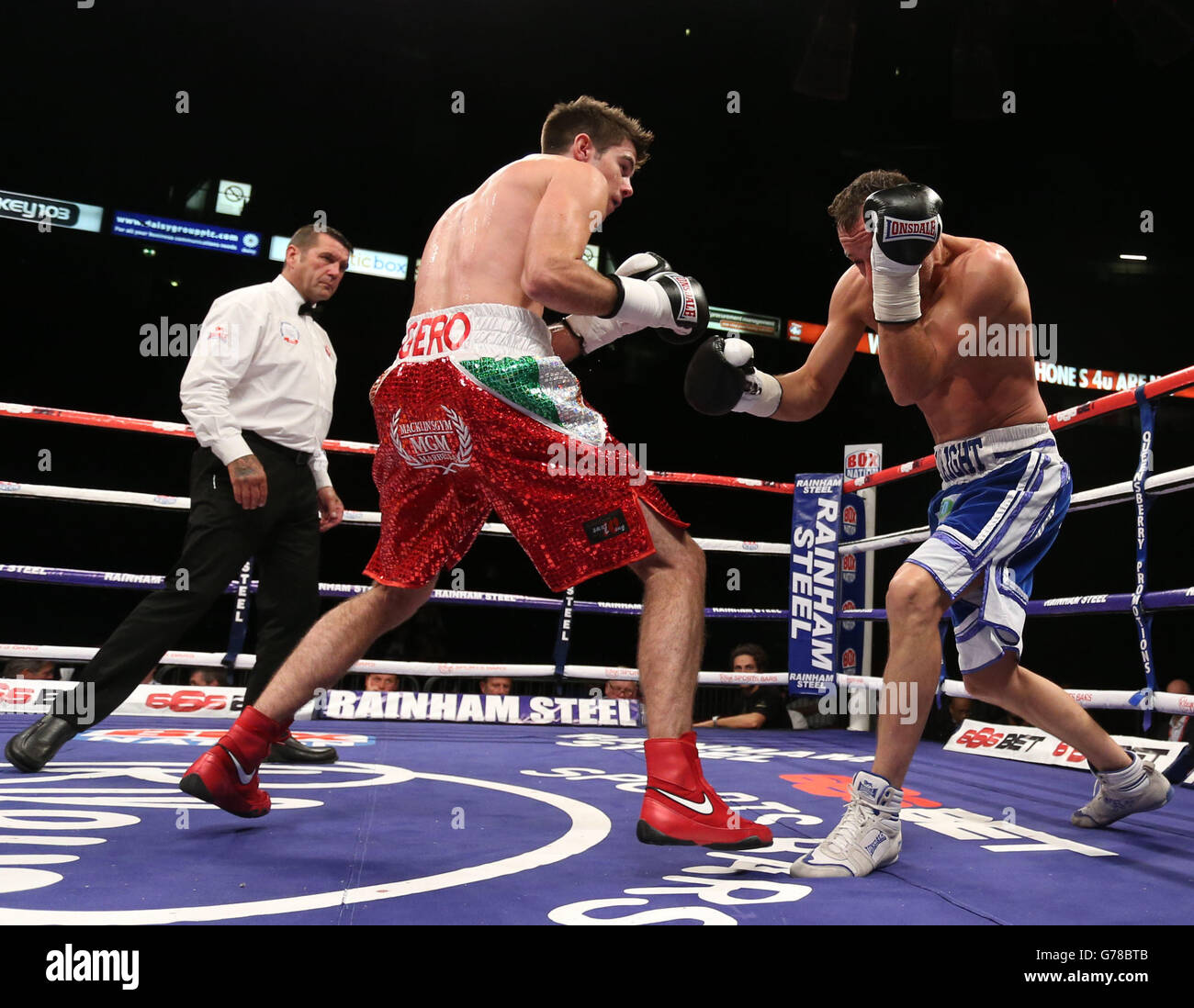Boxing - Phones4U Arena - Manchester. Declan Gerraghty (left) in action ...