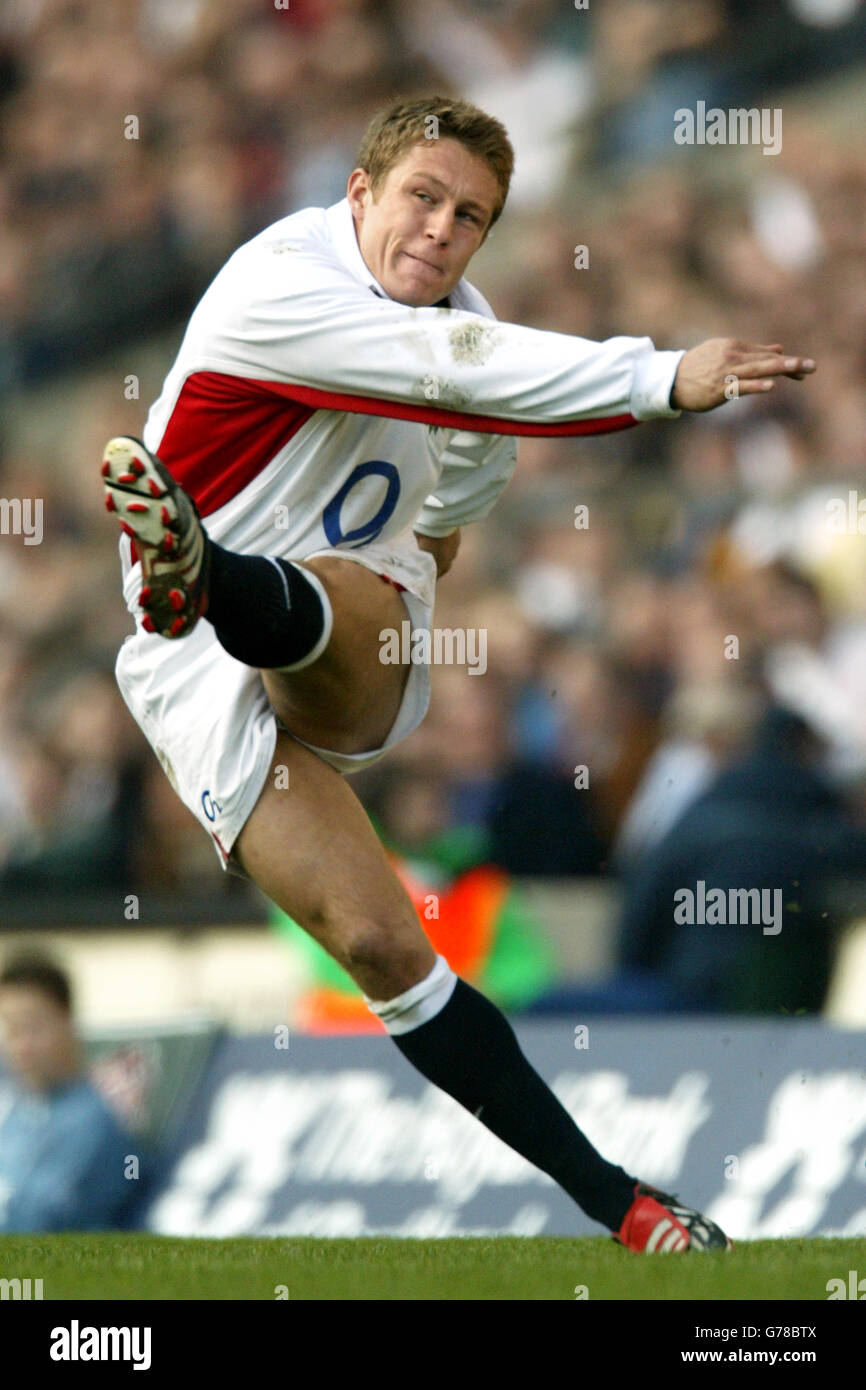 England's Jonny Wilkinson takes a penalty kick during England's 40-9 ...