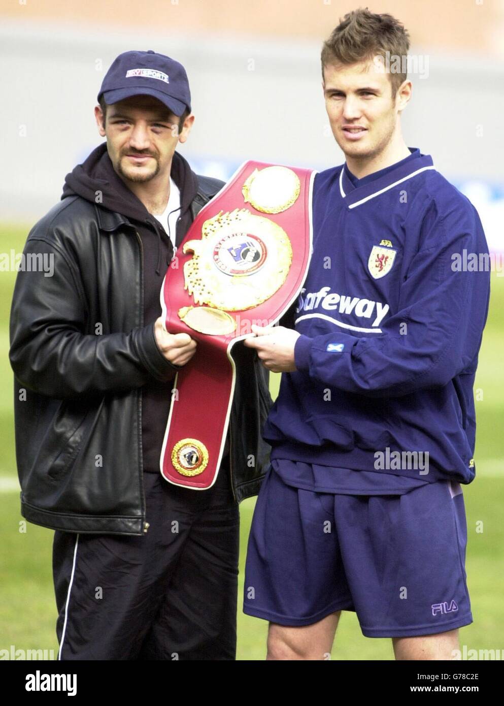 Scotland Football Team's Kenny Miller with WBO Featherweight boxer ...