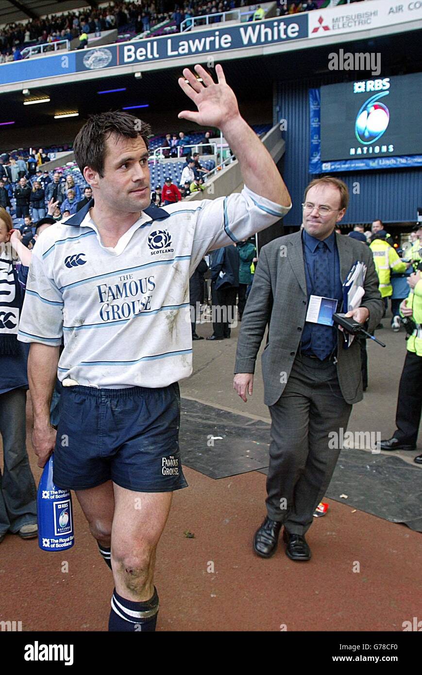 Scotland's Kenny Logan with his "Man of the Match" award, after their ...