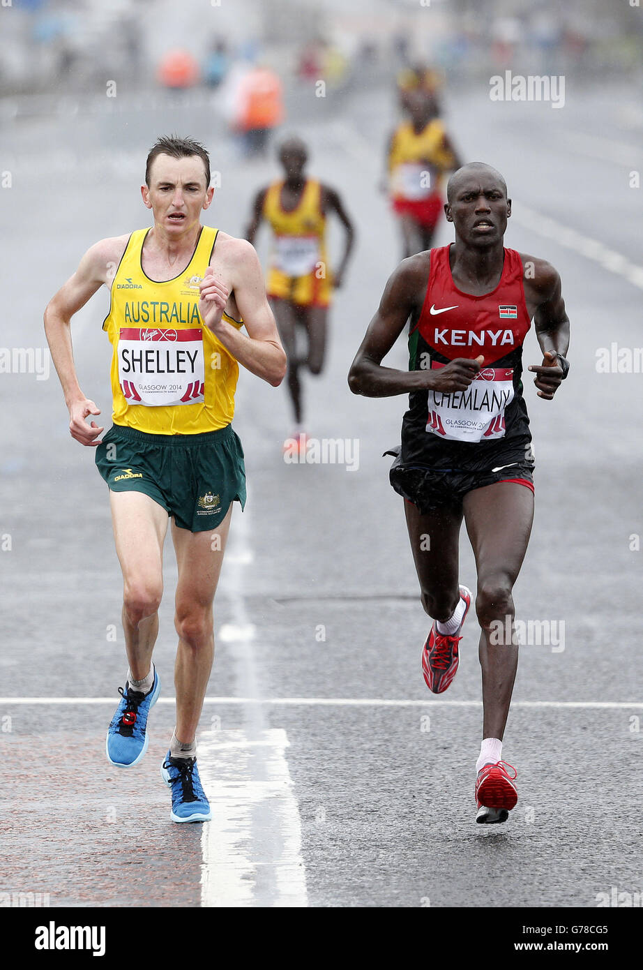 Australia's Michael Shelley (left) and Kenya's Stephen Chemlany in the ...