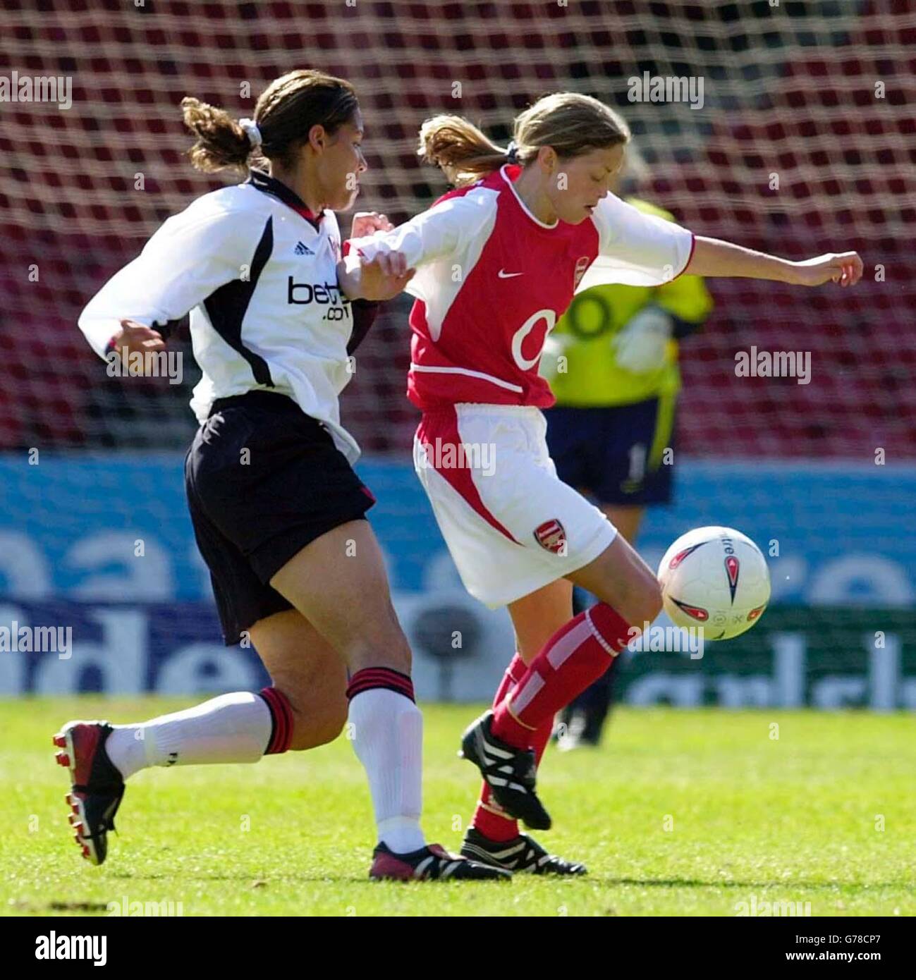 Arsenal's Ellen Maggs is marked by Fulham's Una Nwajei during the FA ...