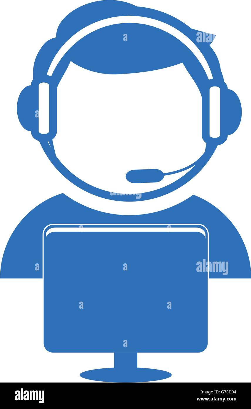Operaton man. Call center design. Vector graphic Stock Vector Image ...