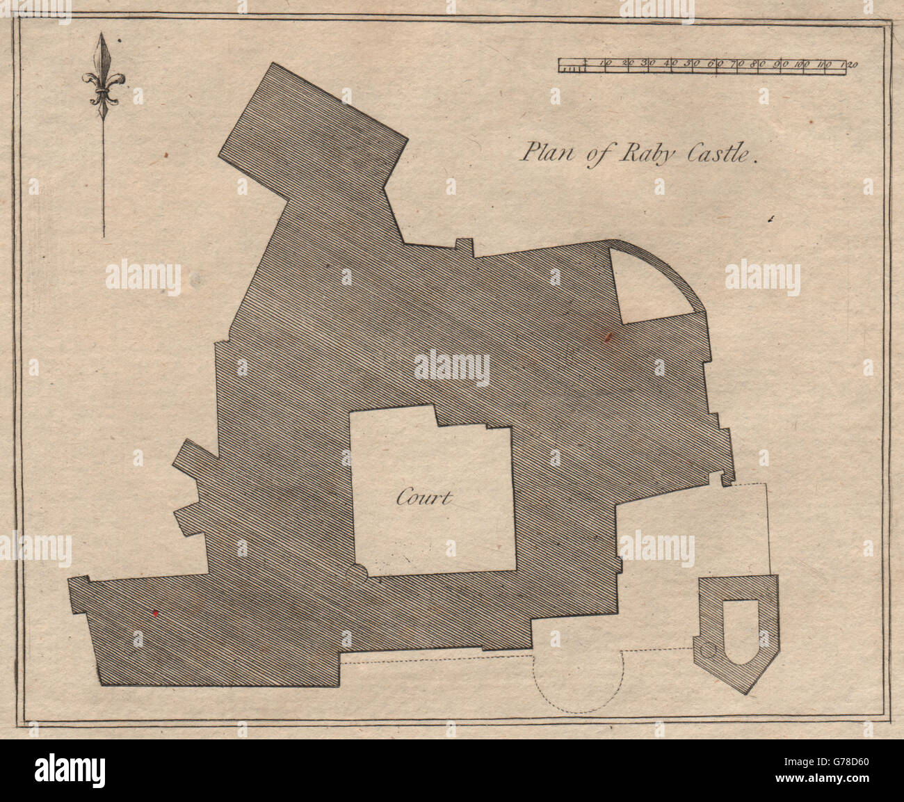 PLAN OF RABY CASTLE, Durham. GROSE, antique print 1776 Stock Photo - Alamy