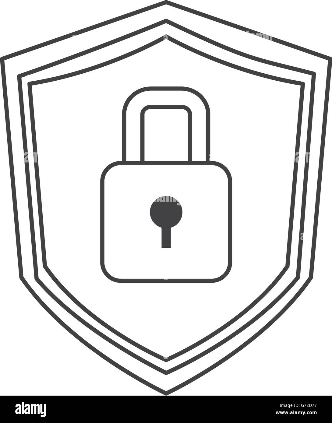 shield with lock icon Stock Vector Image & Art - Alamy