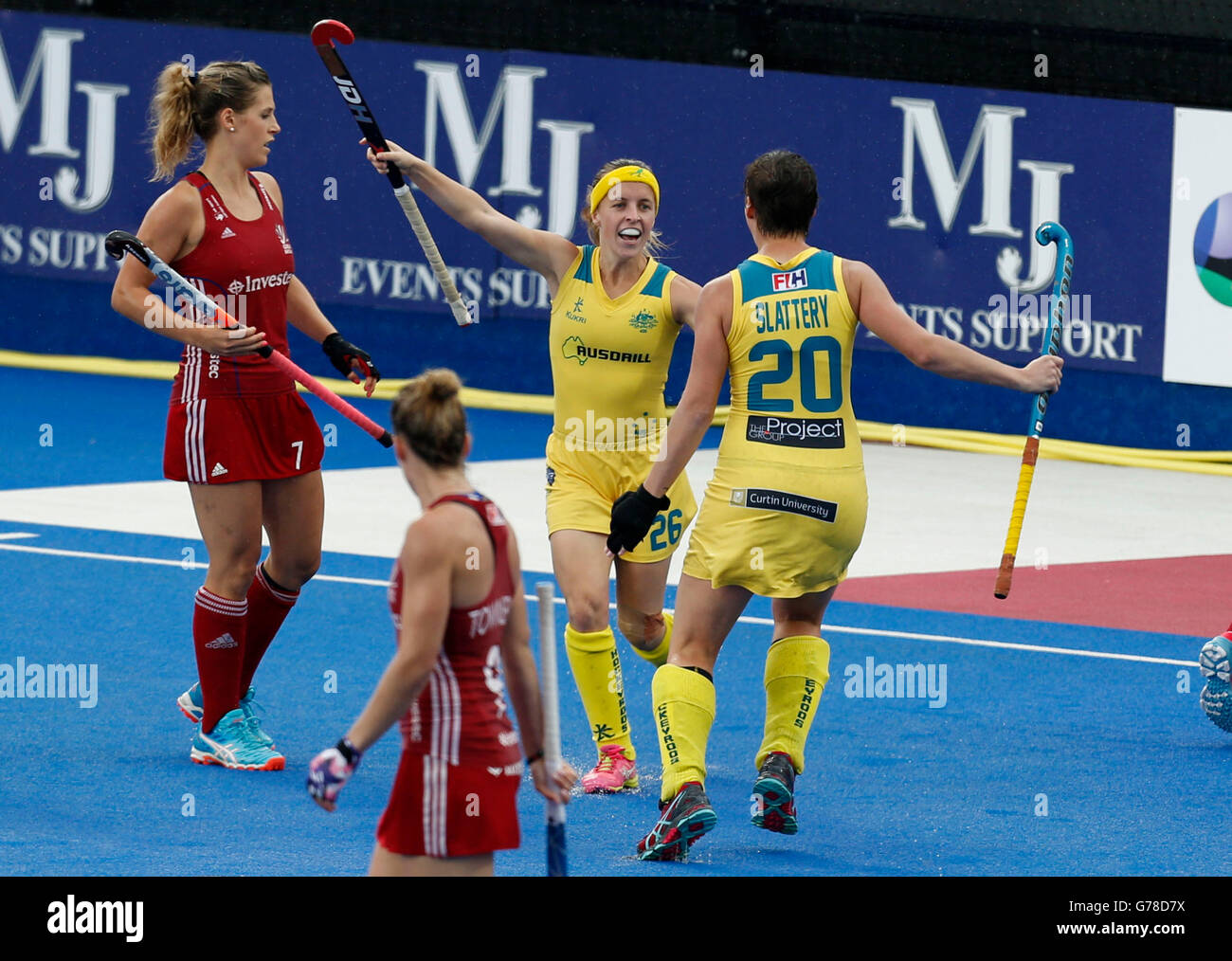 Australia's Emily Smith celebrates scoring their third goal during the ...
