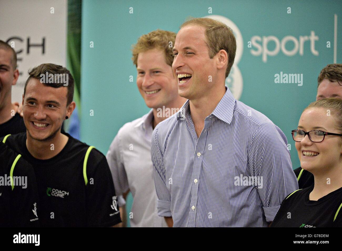 Prince Harry and the Duke of Cambridge during a visit to a Coach Core ...