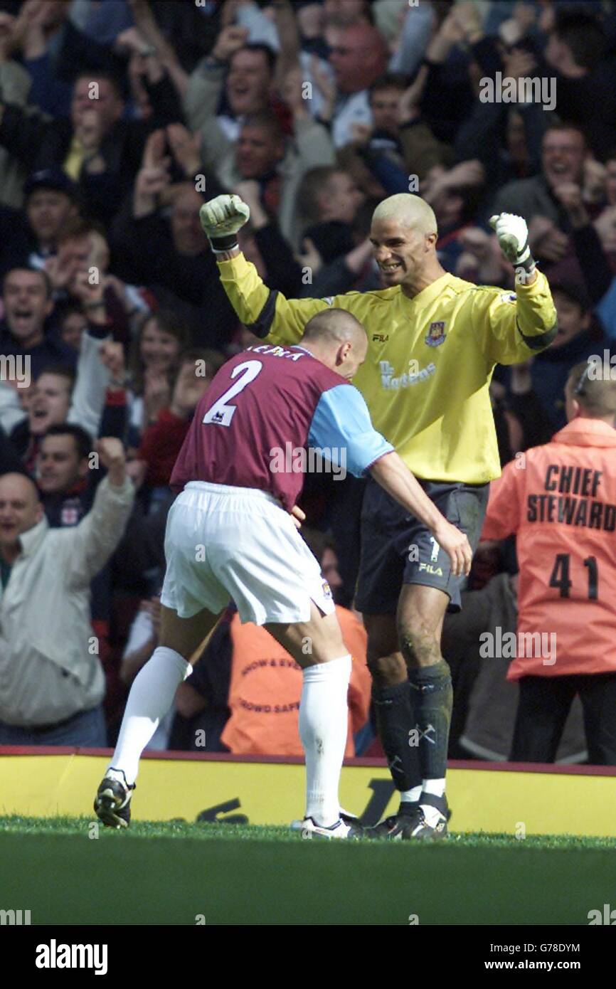 West Ham's Tomas Repka (left) and David James celebrate their 1.0 ...