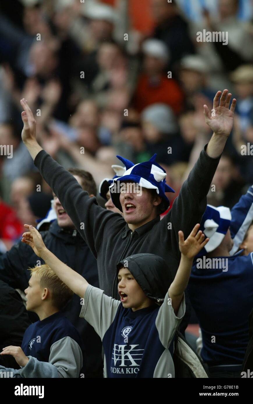 Chesterfield fans celebrating their team's survival in the second ...