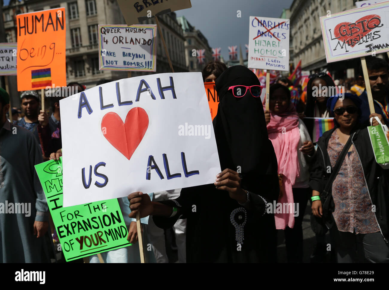 Muslims attending the pride in london parade hi-res stock photography ...