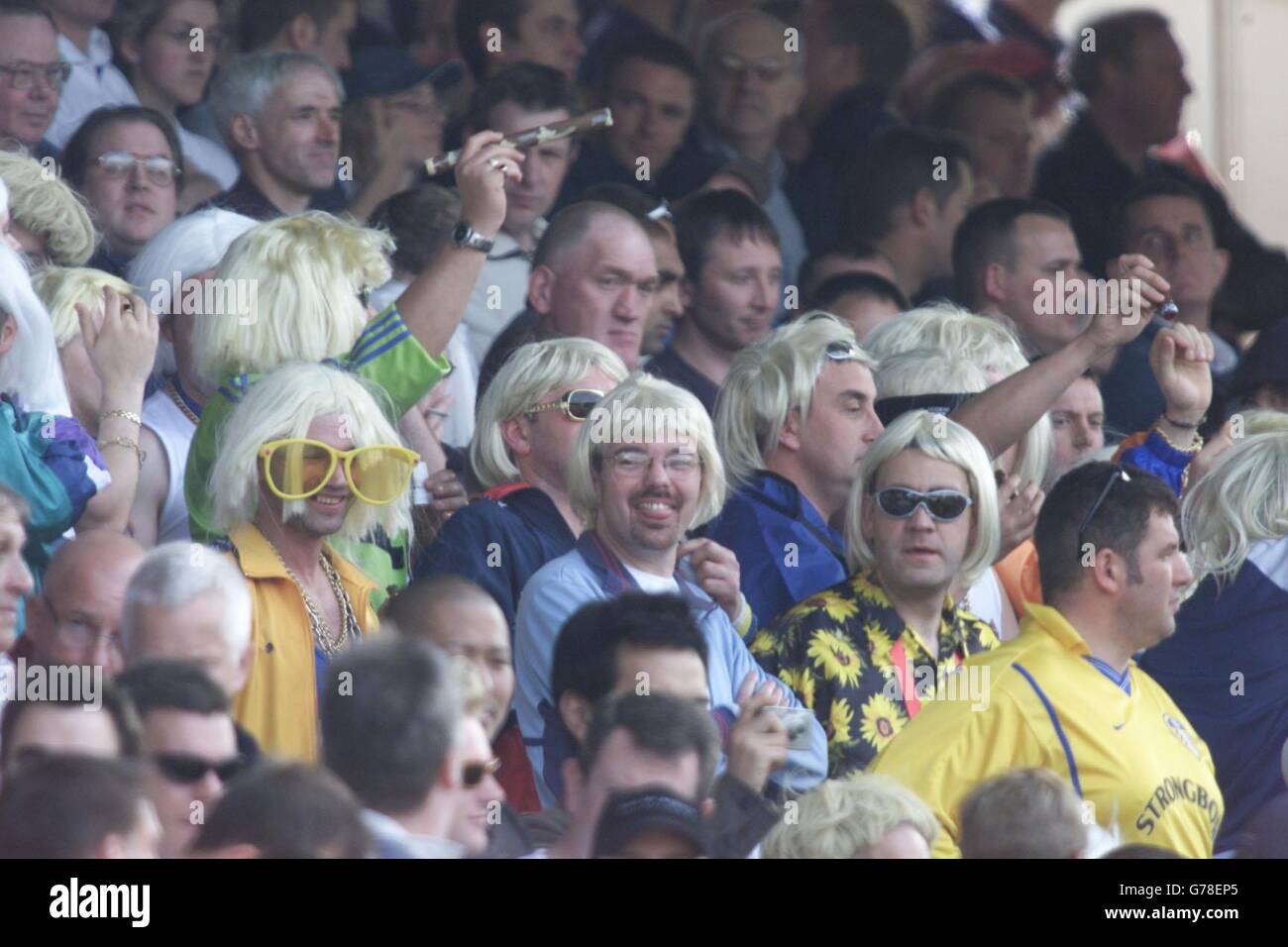 Leeds United fans in the crowd before the start of the Arsenal v Leeds ...