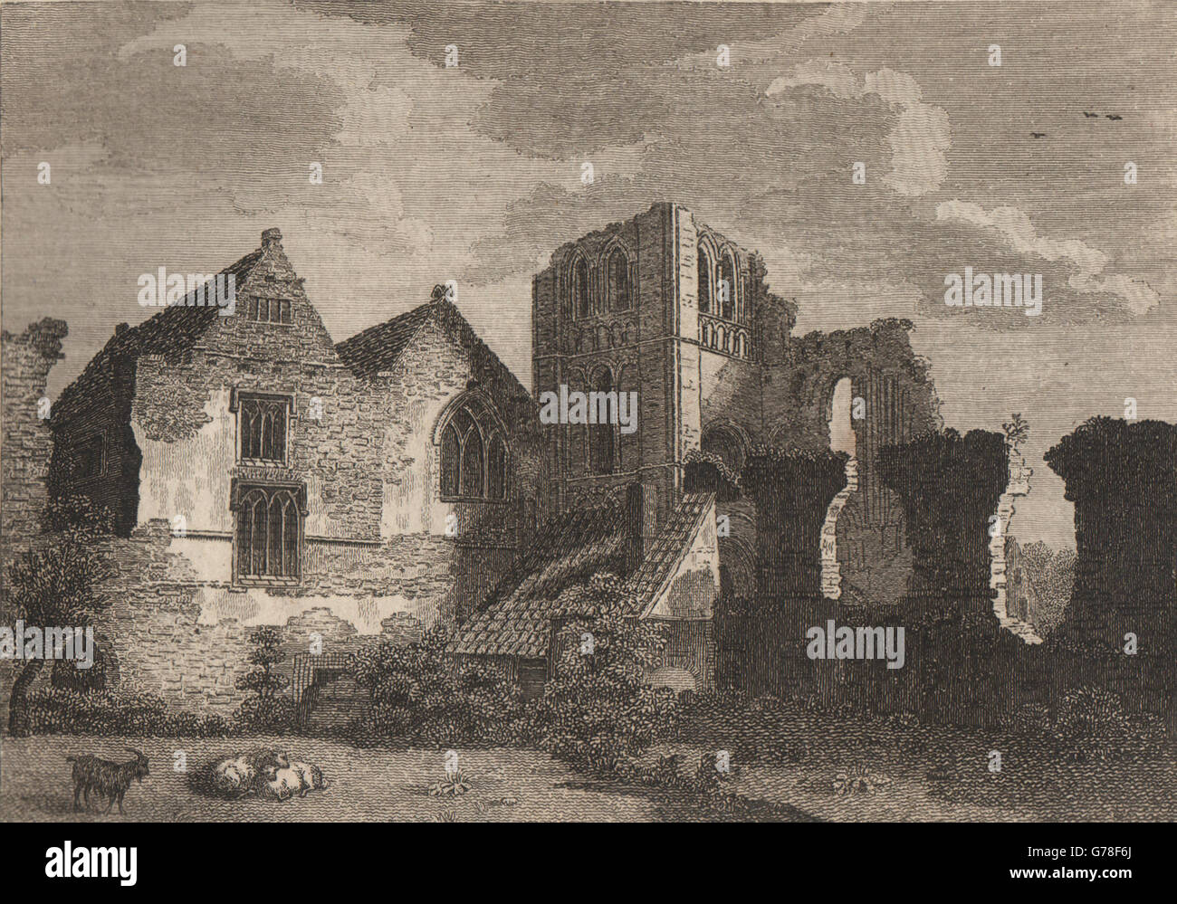CASTLE ACRE or Estacre Monastery, Norfolk. Plate 2. GROSE, antique ...
