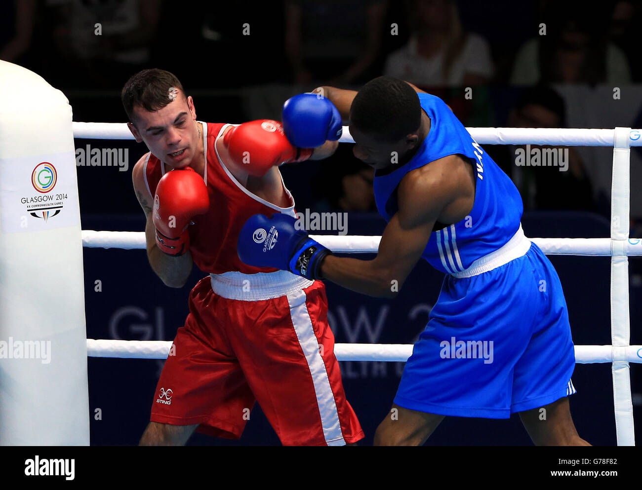 Northern Ireland's Sean Duffy (Red) in action against Namibia's Junias ...