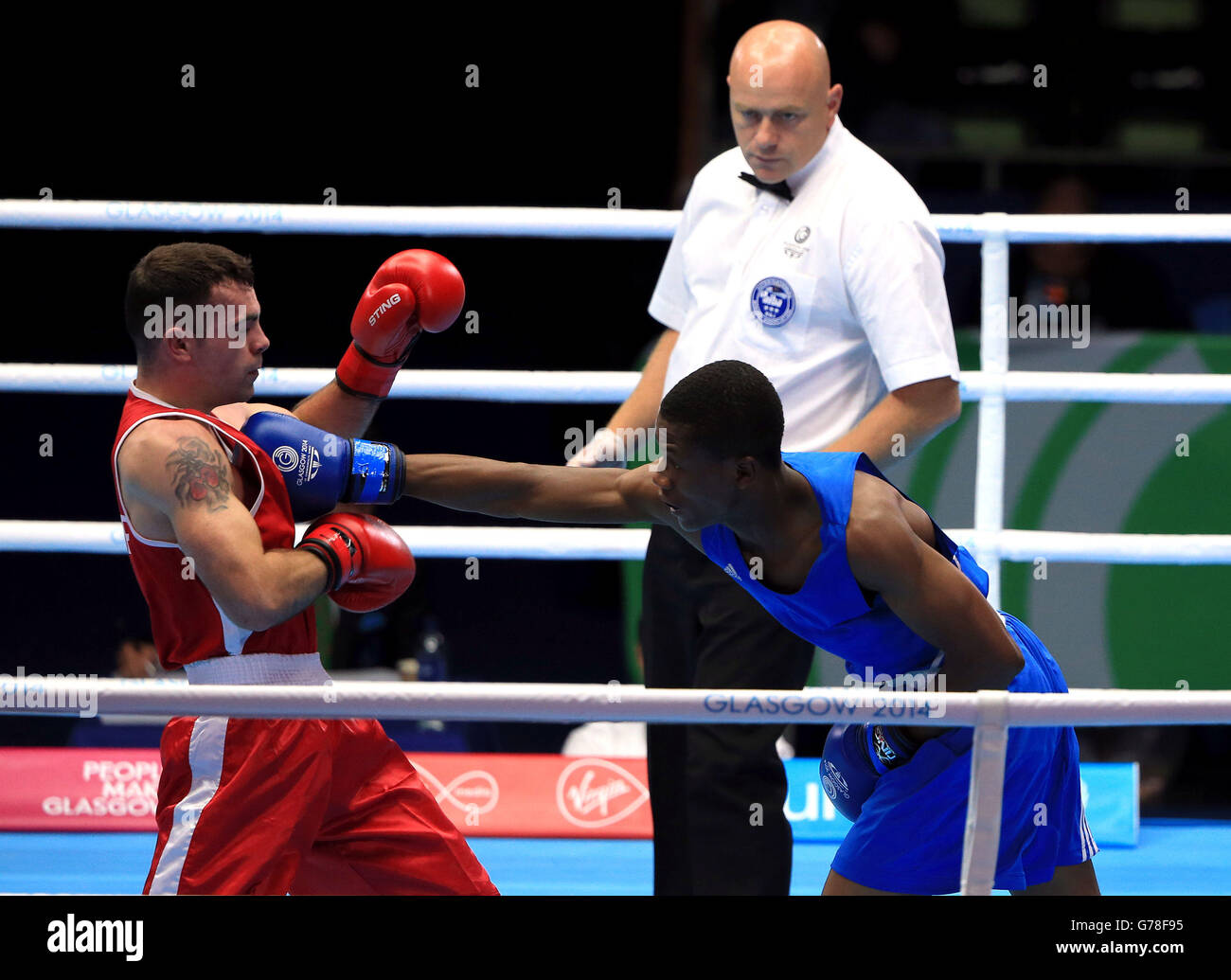 Northern Ireland's Sean Duffy (Red) in action against Namibia's Junias ...