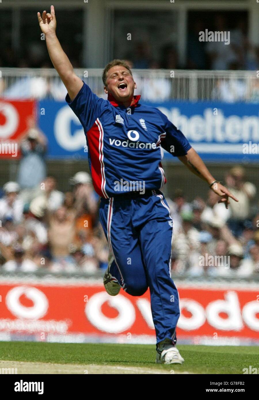 England's Darren Gough celebrates after having Pakistan's Younis Khan ...