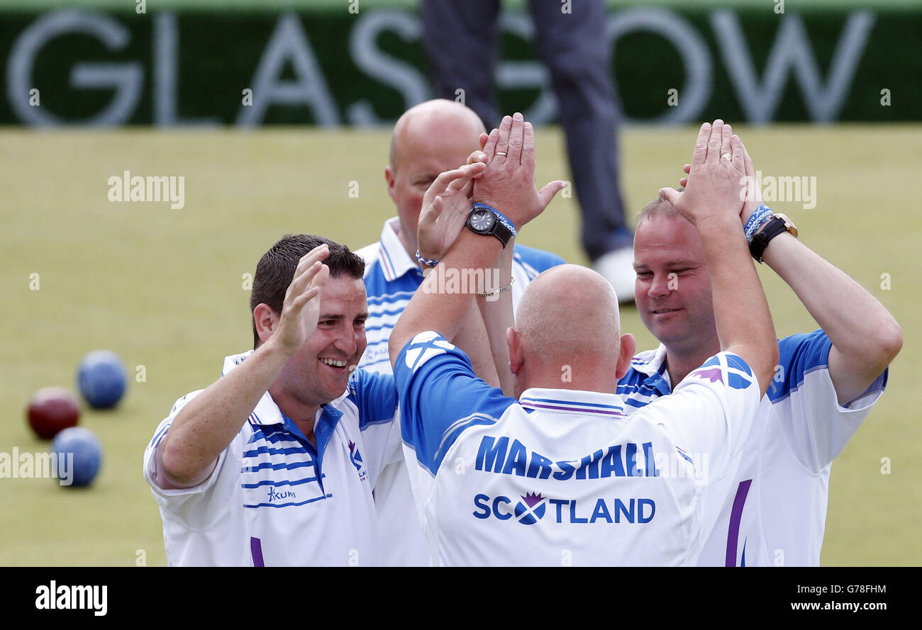 Scotland's Neil Speirs, David Peacock and Paul Foster with Alex ...