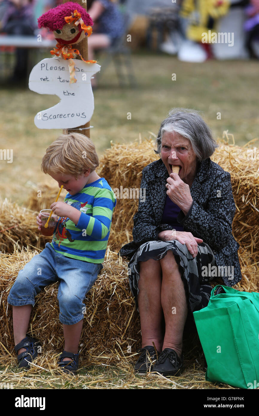 People enjoy the Durrow Scarecrow Festival in Ireland Stock Photo - Alamy