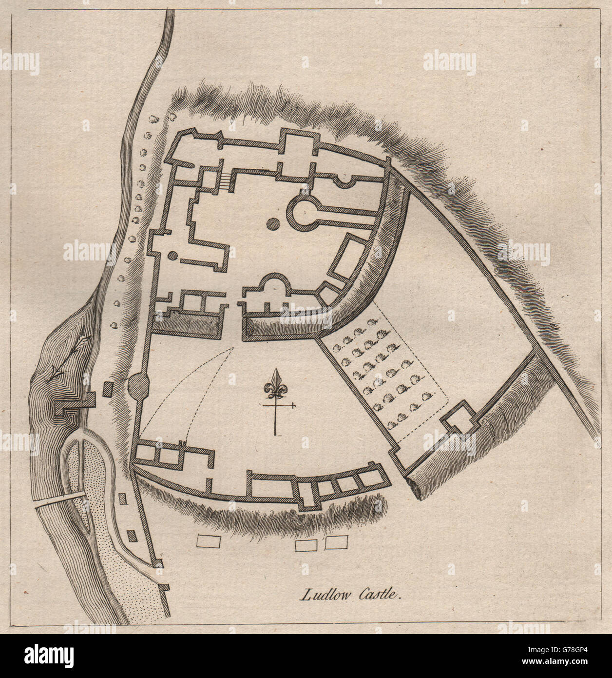 LUDLOW CASTLE, Shropshire. Plate 2. GROSE, antique print 1776 Stock ...