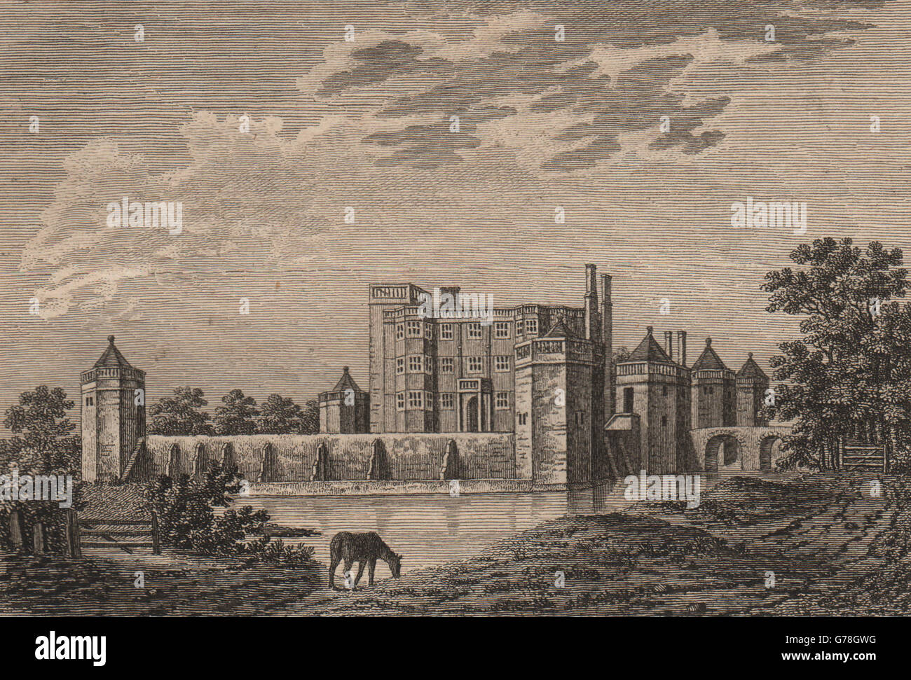 CAVERSWALL CASTLE, Staffordshire. GROSE, antique print 1776 Stock Photo ...
