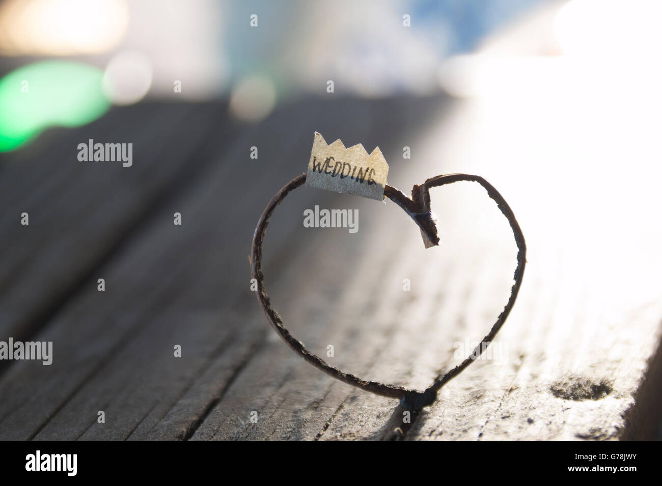 Wedding - inscription and heart Stock Photo - Alamy