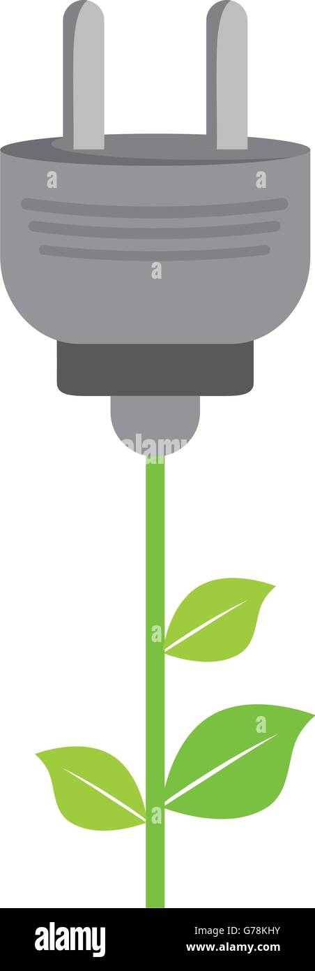 Plug and leaf icon. Save energy design. Vector graphic Stock Vector ...
