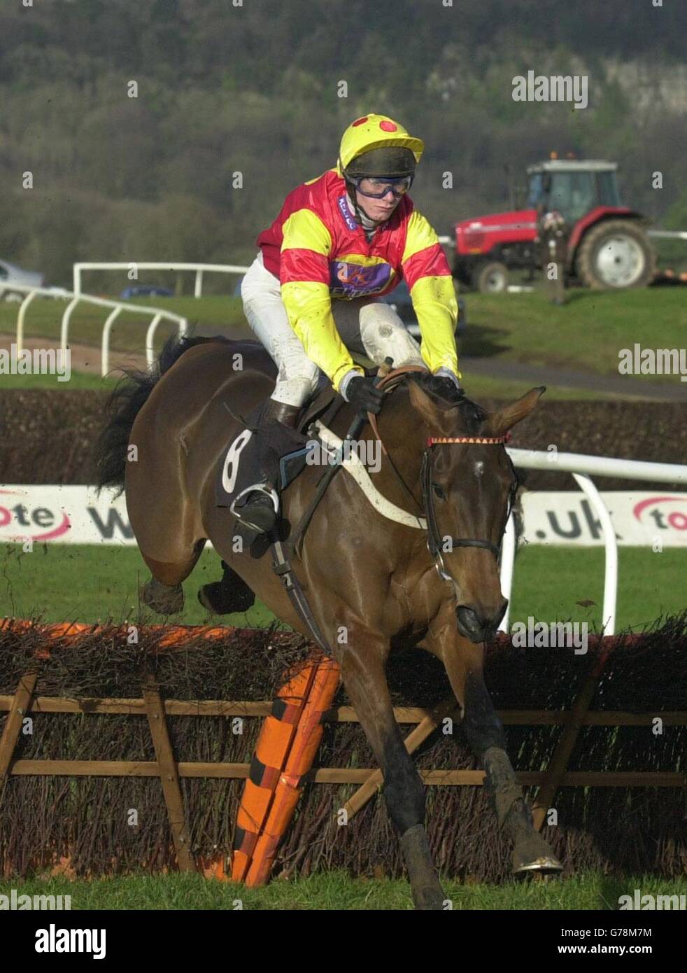 Nas Na Riogh and jockey Marcus Foley jump the last flight and go on to ...