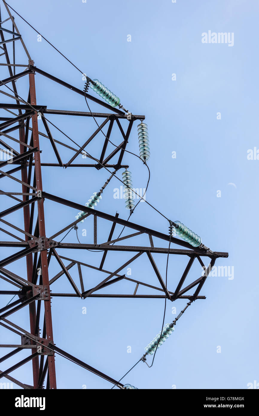 high voltage electric pole on the background of sky Stock Photo - Alamy
