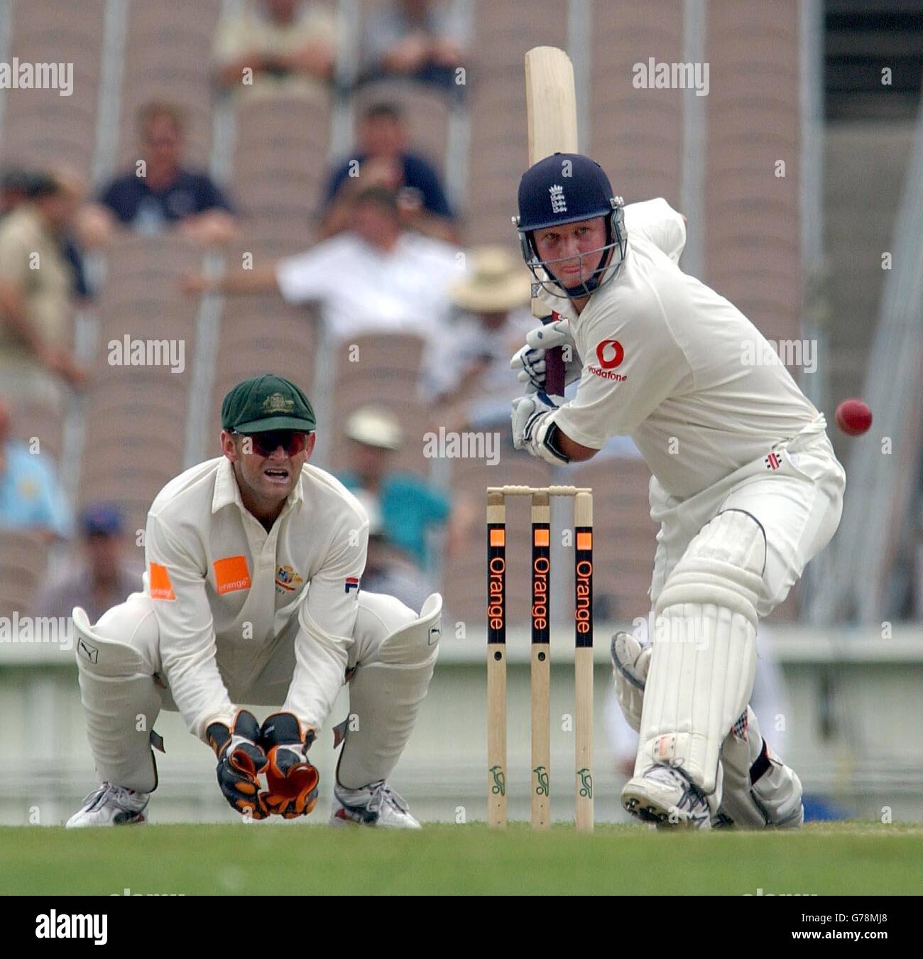 FOR England's Robert Key prepares to hit the ball for 6 runs, during ...