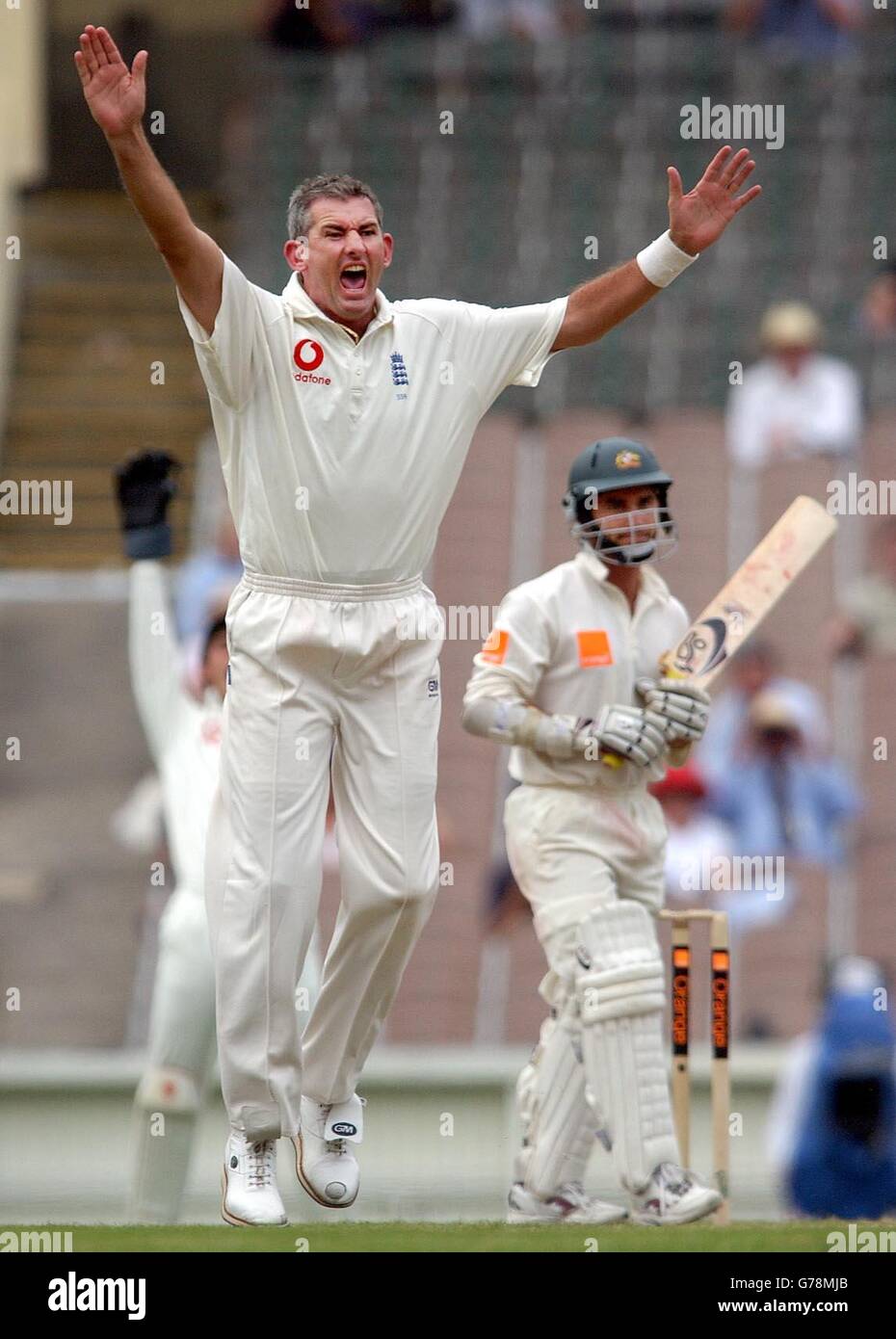 Cricket action appealing ashes tour 2002 andrew caddick hi-res stock ...