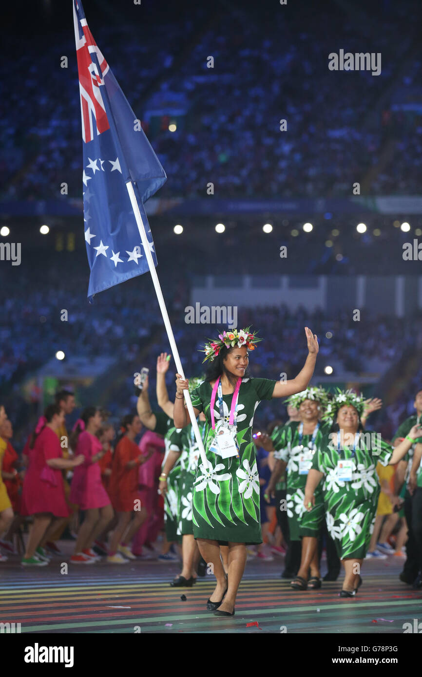 The Cook Islands team arrive during the 2014 Commonwealth Games Opening ...