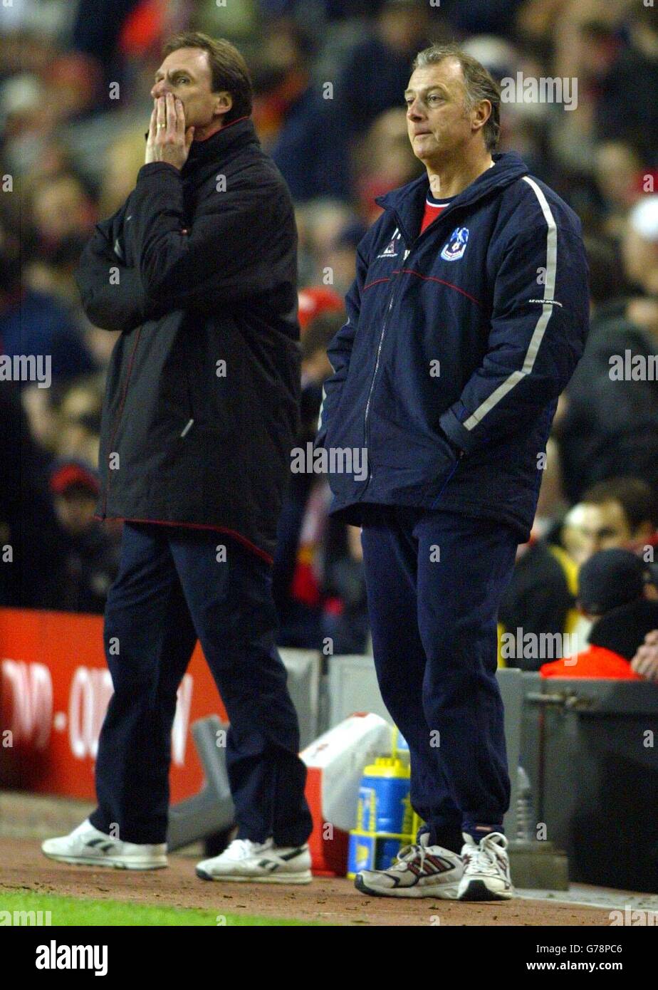 Liverpool assistant manager Phil Thompson standing alongside Crystal ...