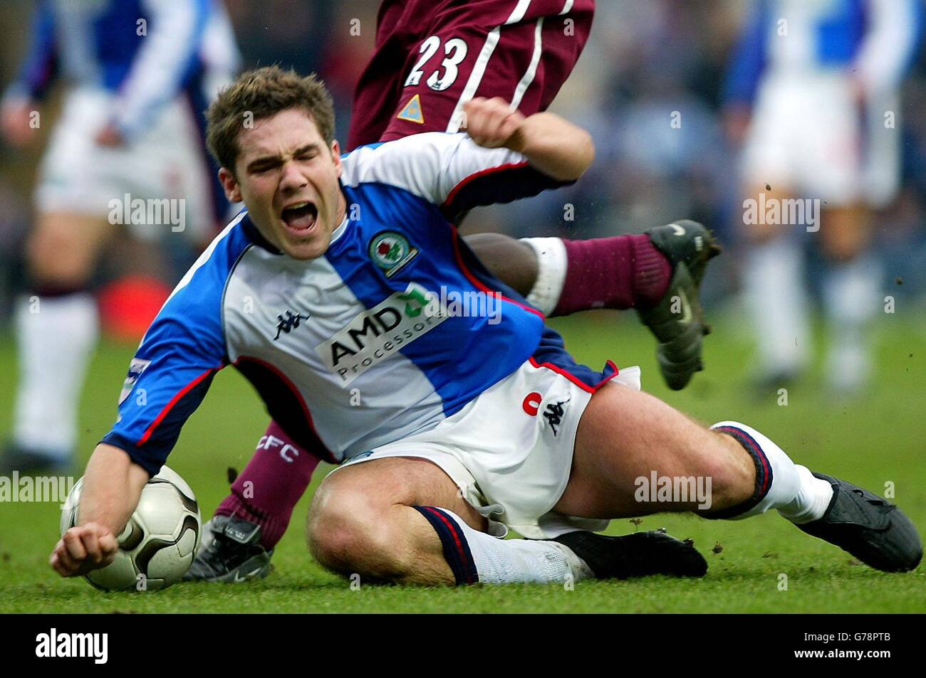 Sport football action on ground in pain injured david dunn hi-res stock ...