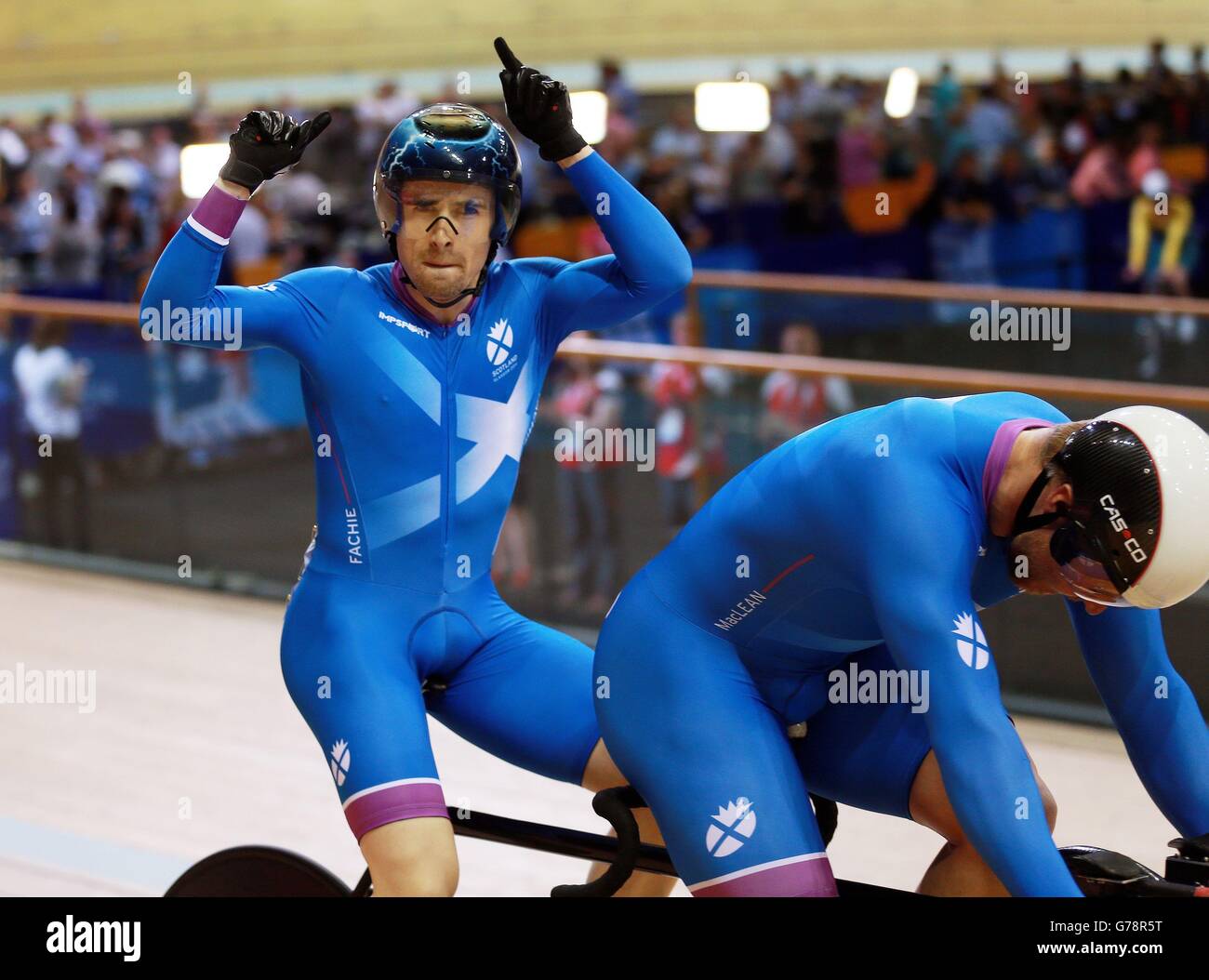 Scotland's Neil Fachie (left)and pilot Craig MacLean celebrate winning ...