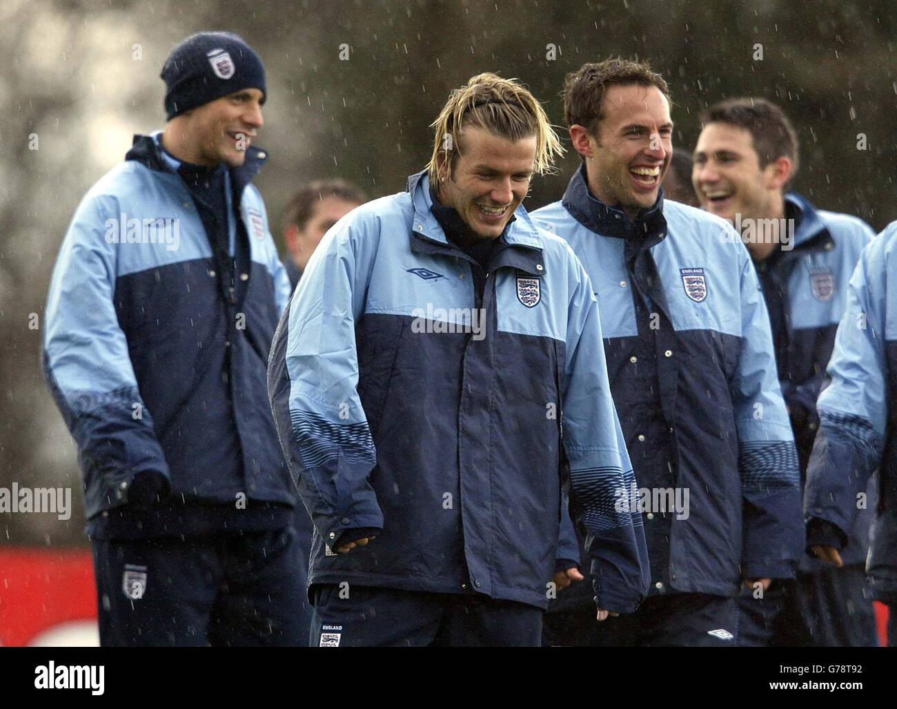 Rio ferdinand gareth southgate brave rain slaley hall hi-res stock ...
