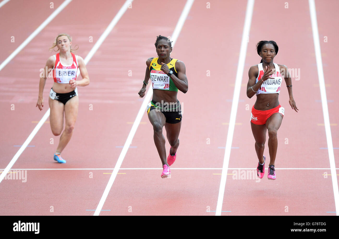 (left to right) Wales's Hannah Brier, Jamaica's Kerron Stewart and ...