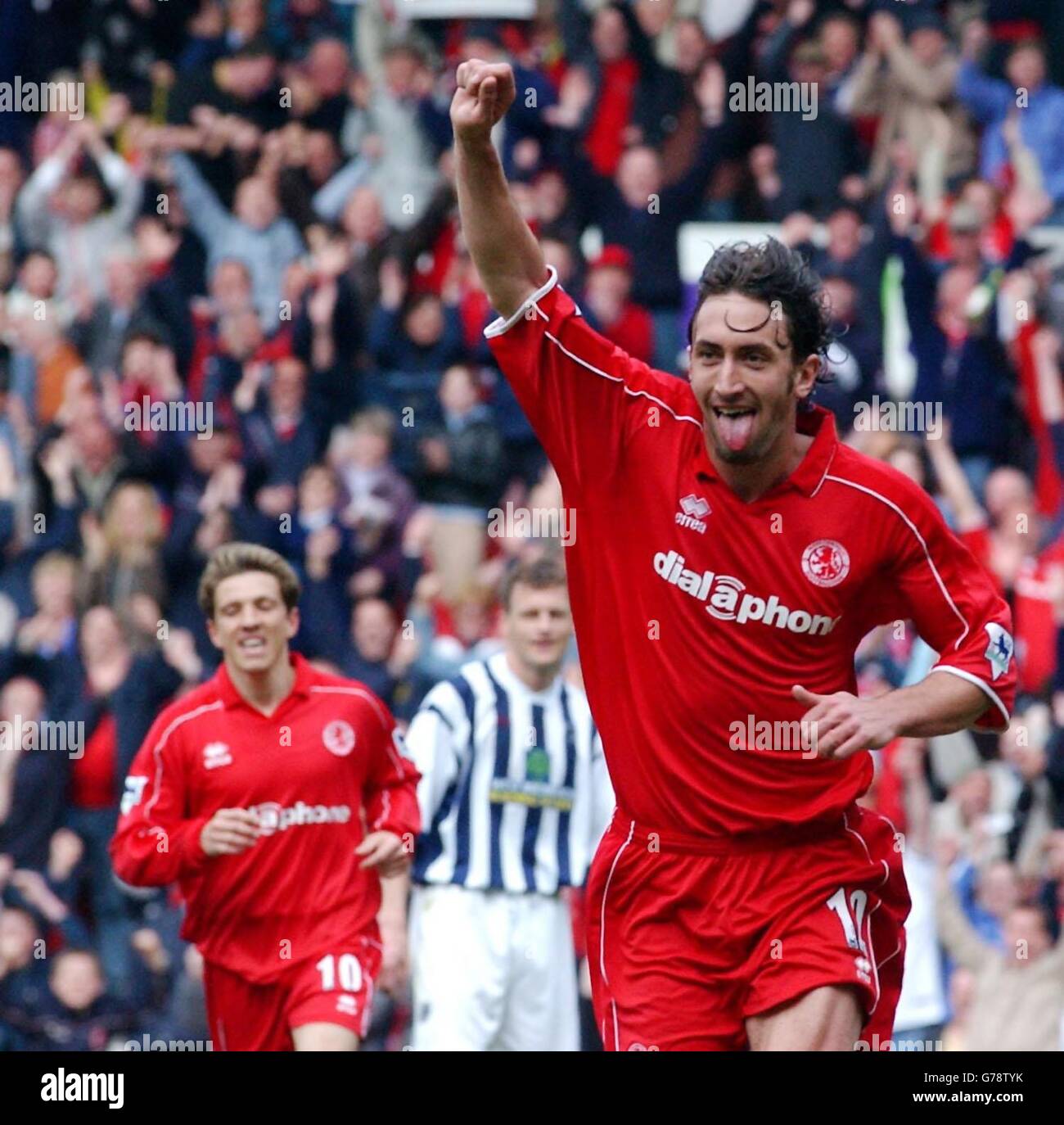 Jonathan Greening celebrates Middlesbrough's second goal against West ...