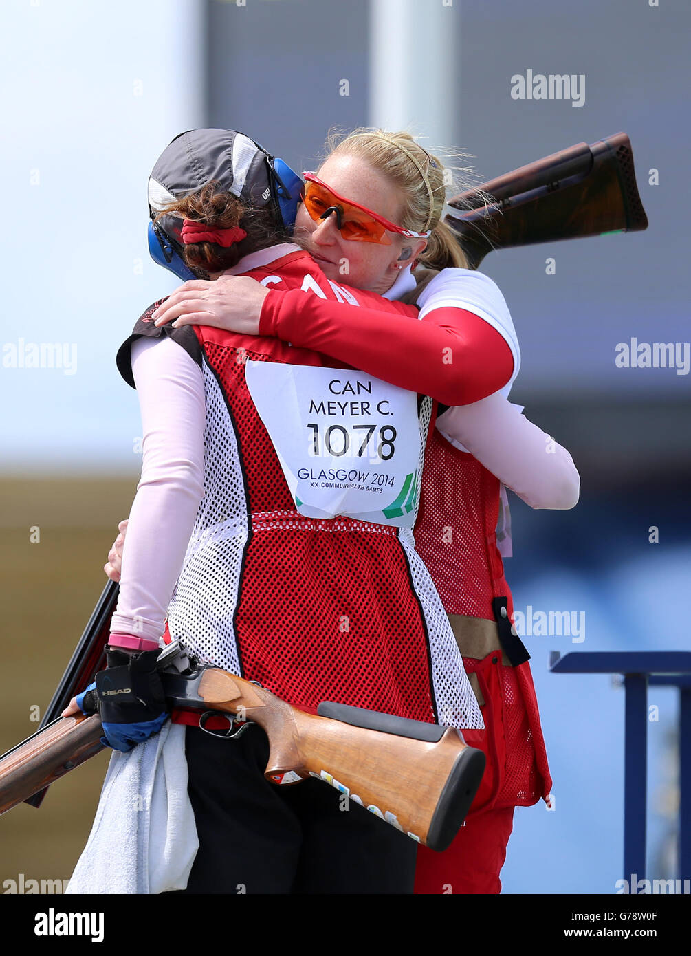 England's Rachel Parish (right) is congratulated on her bronze medal ...