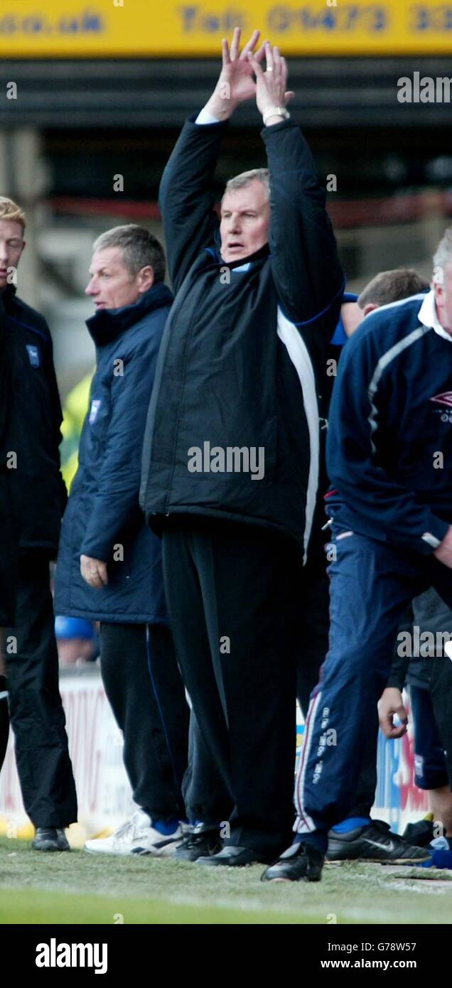 Ipswich Manager Joe Royle, shows frustration at his team's performance ...
